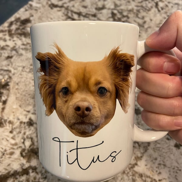 Custom Dog Mug, Custom Pet Face Mug, Custom Pet Portrait Mug, Dog Face ...
