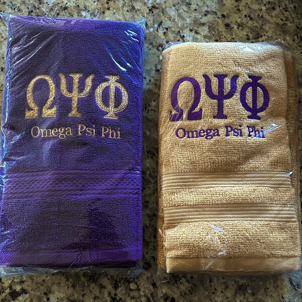 OMEGA PSI PHI Finger Towel/omega Embroidered Sports Towel/omega Greek ...