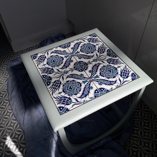 Handmade Turkish Iznik Floral Ceramic Wall Tiles Blue Turquoise Red ...