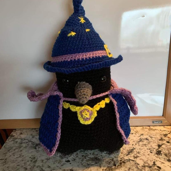 Wizard Crow, PDF Crochet Amigurumi Pattern, Blackbird, Raven, Stuffed ...