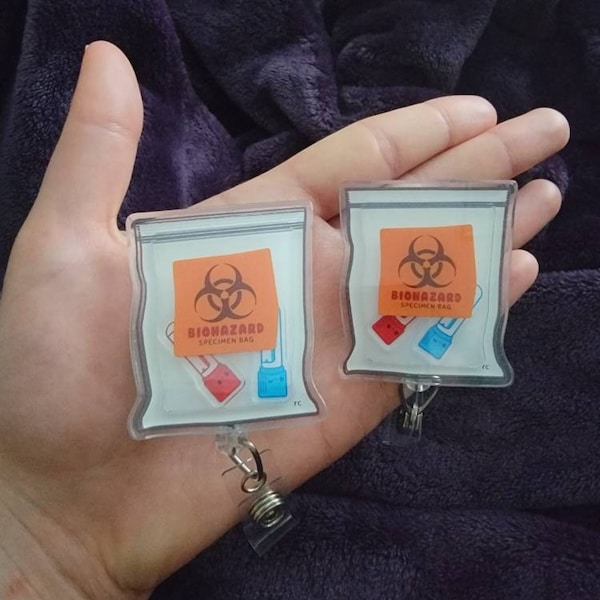 Blood Tubes Biohazard Acrylic Shaker Badge Reel for Nurses, Nursing ...