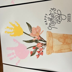 Flower Handprint Craft Art, Printable for Mom or Grandma Handprint ...