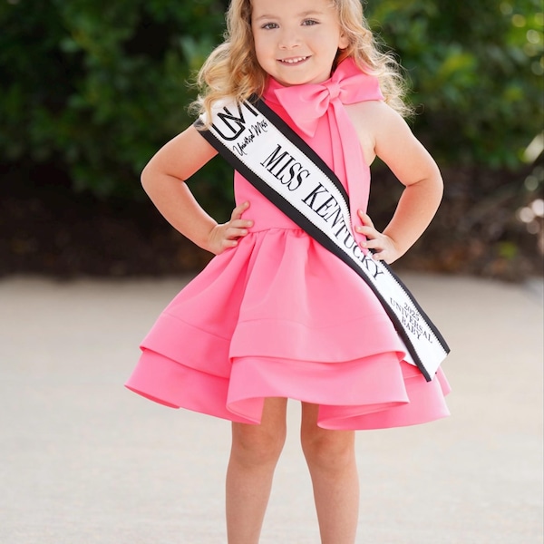 Hot Pink Pageant Fun Fashion Outfit With Stoned Dress and Tulle ...