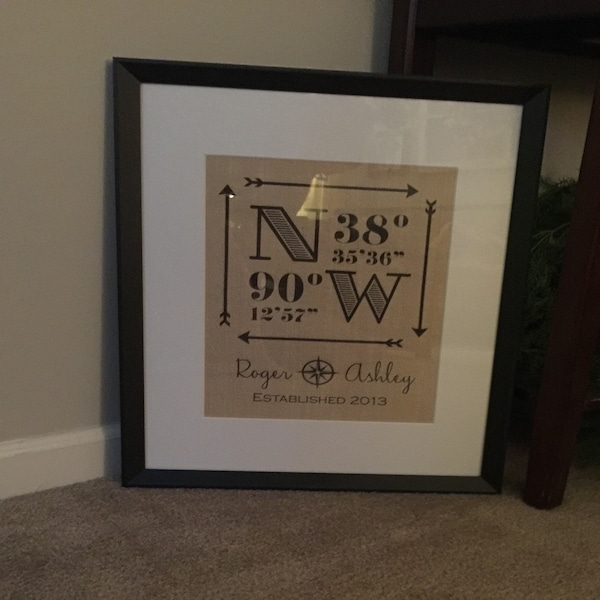 Personalized Wedding Gift for Couple | Latitude Longitude Sign | Burlap ...