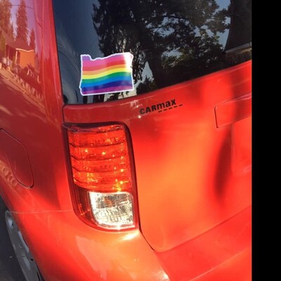 Oregon Rainbow Flag Decal OR State LGBTQ Decal Oregon State Bumper ...