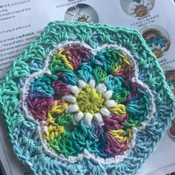Bloom Burst Hexagon Crochet Pattern / Flower Motif, Bag, and Charm (PDF ...