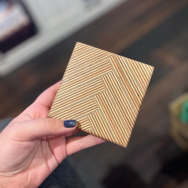 Patterned Plywood End Grain Coasters - Etsy