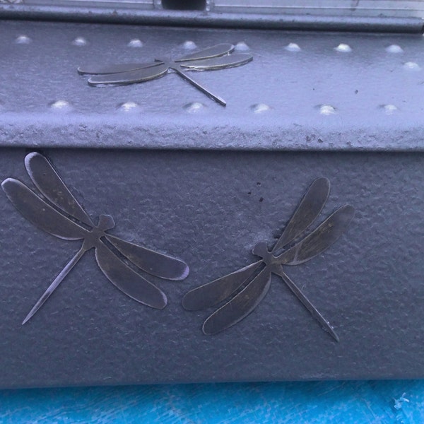 Lot Set of 6 Dragonfly Bug Insect Shapes 3 Inch Rough Rusty Metal Steel ...