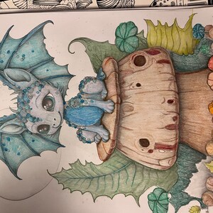24 Baby Woodland Dragon Fantasy Coloring Page Book, Adults Kids Instant ...