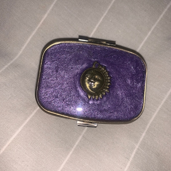 Sun Moon Purple Pill Box: Bronze Celestial Vitamin Case - Etsy