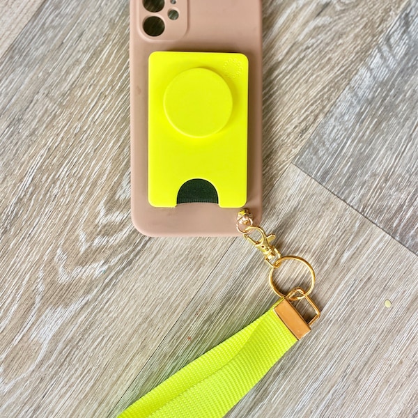 Neon Fluorescent Yellow Key Fob Wristlet - 3" or 5.5" - Optional ...
