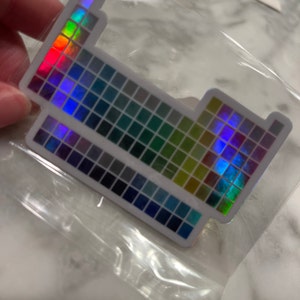 Sticker // Vinyl Holographic Periodic Table, Science Art 3 Inches ...