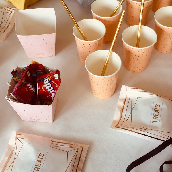Peach and Gold Cups - Paper Party Cups - Gold Polka Dot Cups - Hen ...