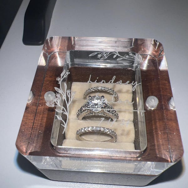 3 Slot Ring Box, wedding Wood Ring Box, 3 Slot Custom Wedding Ring Box ...