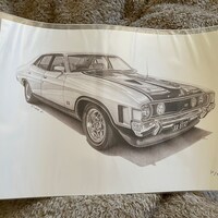 Holden 1969 HT GTS Monaro Street Machine A3 Print off Original Pencil ...