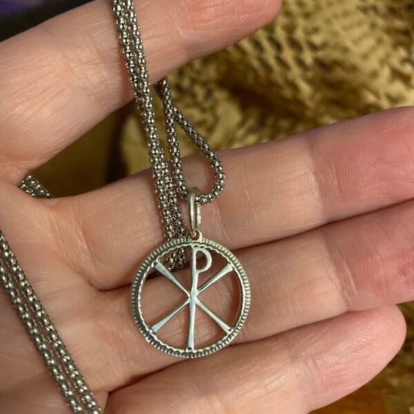 Chi Rho Pendant Constantine Cross Necklace Sterling Silver Ancient ...