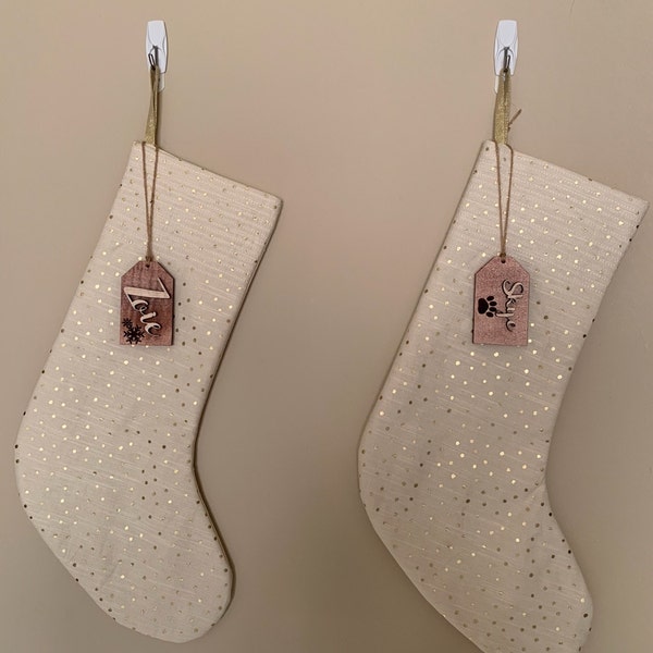 Personalized Christmas Stocking Tag, 3D Wood Name Tag - Etsy