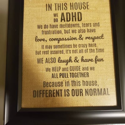 ADHD AWARENESS Sign for Home Attention Deficit Hyperactivity Disorder ...