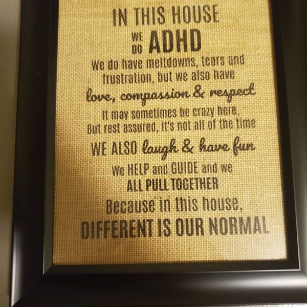 ADHD AWARENESS Sign for Home Attention Deficit Hyperactivity Disorder ...