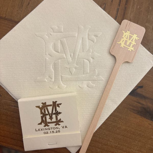 Embossed Napkins, Monogrammed Linen Like Guest Towels, Beverage Napkins, Cocktail, Paper ...