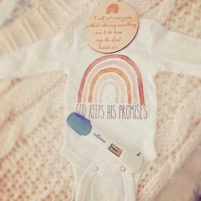 Rainbow Baby Nursery Sign/ Biblical Birth Announcement Sign/ Isaiah 66: ...