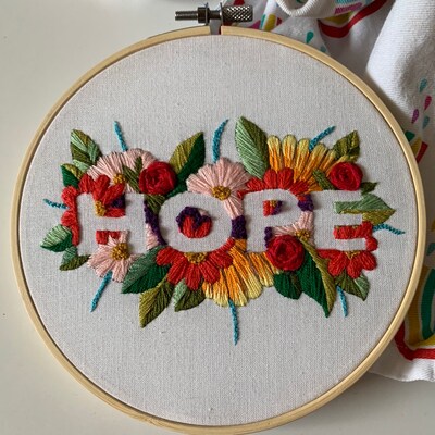 Hope Embroidery Kit, Needlecraft Kit, Embroidery Pattern, Beginners ...