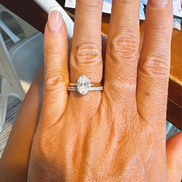 2 Carat Oval Lab Grown Hidden Halo Engagement Ring / Oval CVD Diamond ...