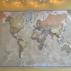 Giant World Map Mural Classic Home Decor Living Room | Etsy