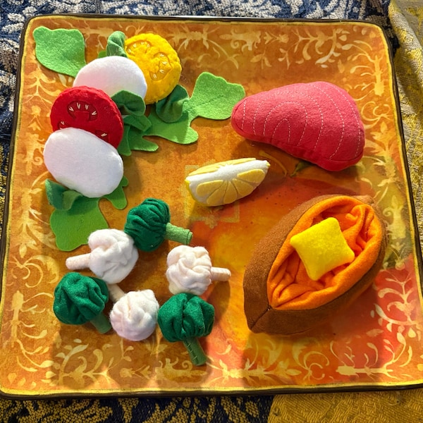 Pasta Set Play Food (felt Food, Pretend Play Kids Kitchen, Plush Toy ...