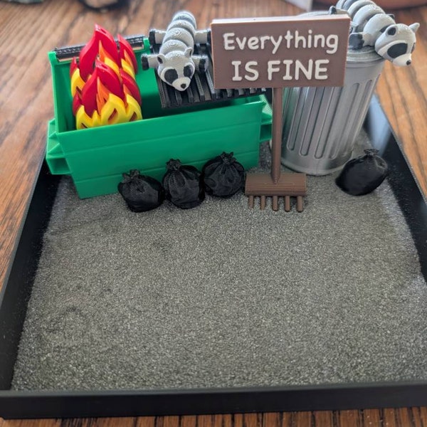 Dumpster Fire Zen Garden, Mini Desk Decor, Sensory Calming Sand Garden ...