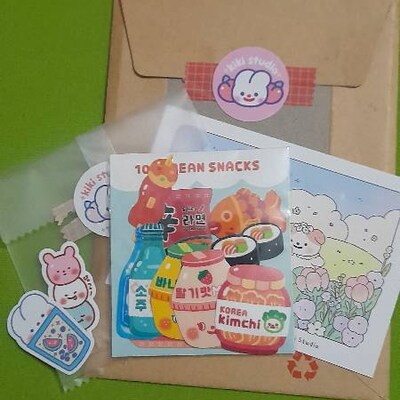 10 Korean Snacks Sticker Pack Water Resistant Laminated Die Cut Sticker ...