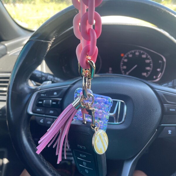 Personalized Chunky Chain Link Wristlet Keychain, Personalized Gift ...