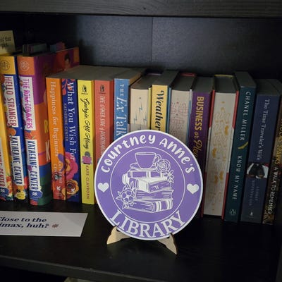 Personalized Laser Engraved Birch Wood Library Street Sign Bookshelf ...