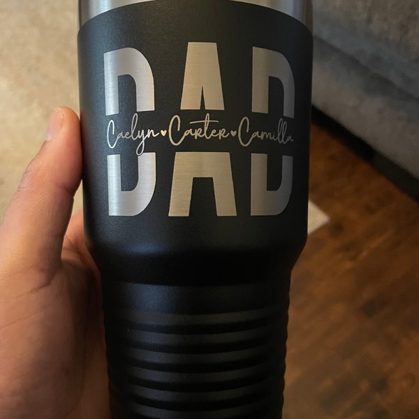 Dad Tumbler With Kids Names, Personalized Dad Cup, Daddy Tumbler, Dad ...