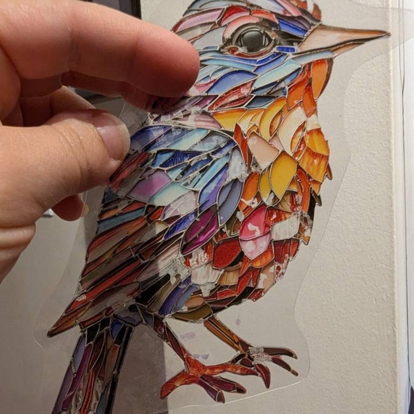 Sparrow Stained Glass Window Cling Decal Sticker Vinyl Window Film ...