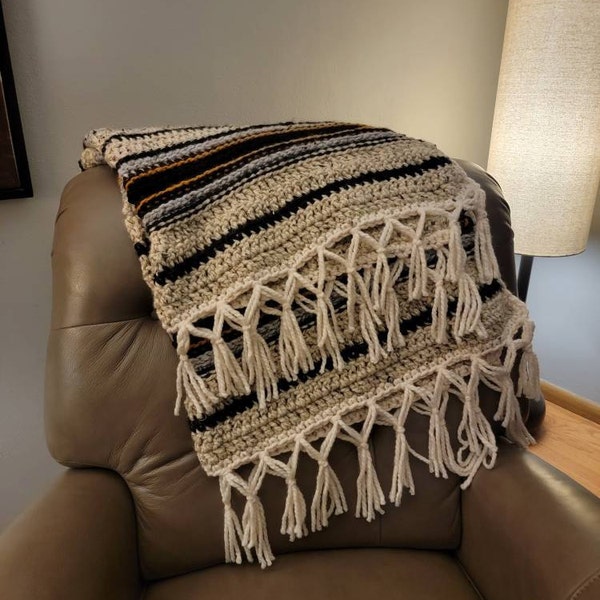 Mexican Serape Crocheted Blanket, Crochet Pattern, Southwest Blanket ...