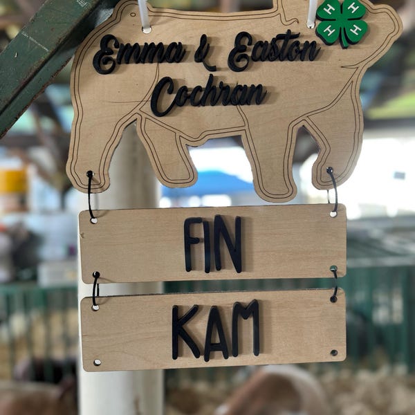 Show Pig Stall Sign With Hanging Name Plate, Wood Livestock Show Sign ...