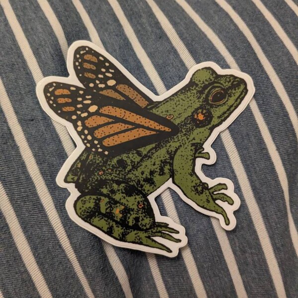 The Frog Grew Wings Monarch Butterfly Frog Wings Sticker Waterproof ...