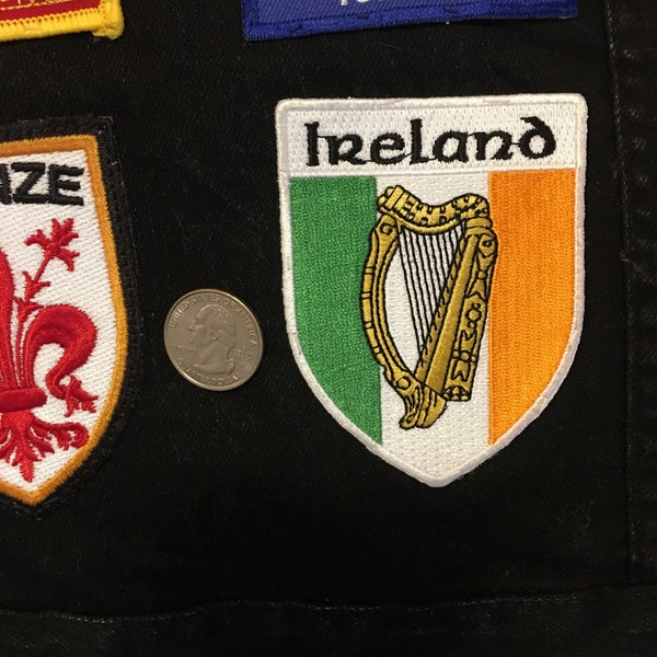 IRELAND COAT of ARMS Patch Iron-on Embroidered Applique Irish Harp Flag ...