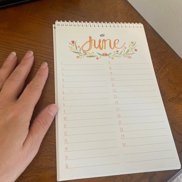 Floral Watercolor Birthday Calendar, Spiral Binding, Perpetual Calendar ...