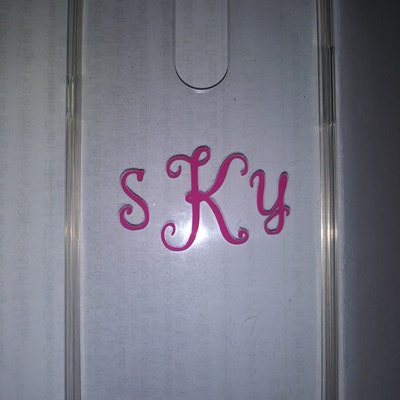 Personalized Custom MONOGRAM Decal Sticker Vinyl Phone Case Clear Cover ...