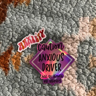 Anxious Driver Bumper Sticker, Caution Anxious Driver, I Hate Driving ...