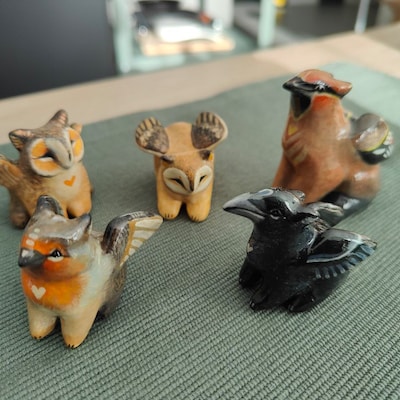 White Owl Griffin Figurine Snowy Gryphon Sculpture TO ORDER Tiny Clay ...