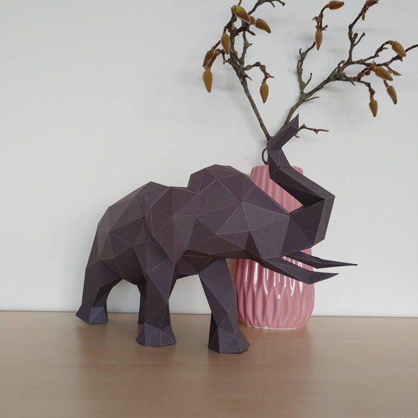 ELEPHANT 3D Papercraft PDF Paper Sculpture Template, Origami Kit, Paper ...