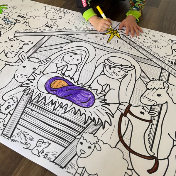 GIANT Christmas Nativity Coloring Poster or Table Cover | Paper ...