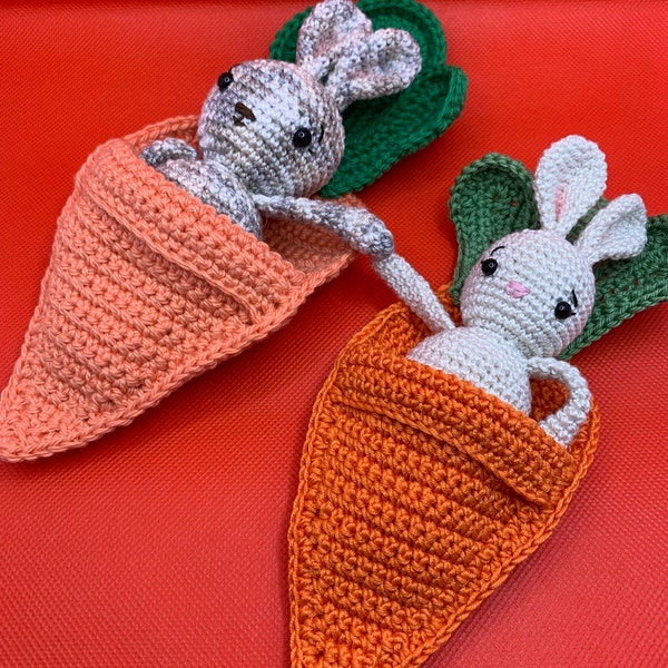 Little Rabbit in Carrot Sleeping Bag Crochet Pattern, Easter Gift Idea ...