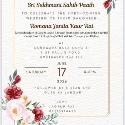 Akhand Path Invitation Sikh Invitations, Sri Akhand Path Sahib Invite ...