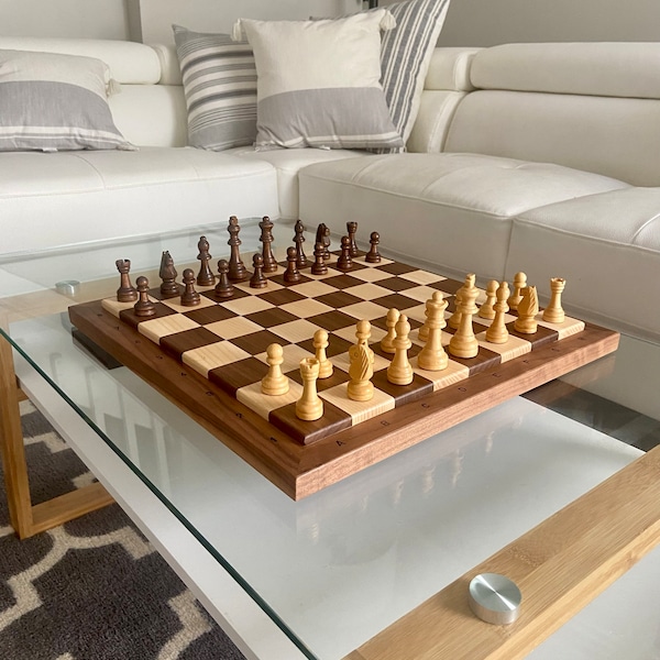 Handmade Wooden Chess Board Walnut and Chestnut Wood, Custom Made ...