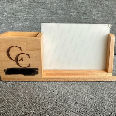 Personalized Wooden Pen Holder With Photo Frame, Desk Organizer for ...