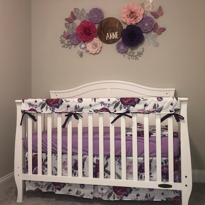 Purple Crib Bedding, Baby Bedding Girl, Floral Nursery Crib Set ...